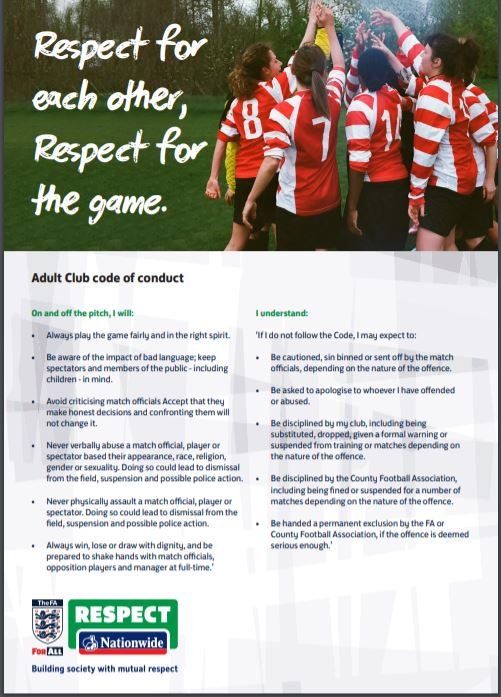 FA Codes Of Conducts CRAWLEY OLD GIRLS COGS FA Codes Of Conducts CRAWLEY OLD GIRLS COGS